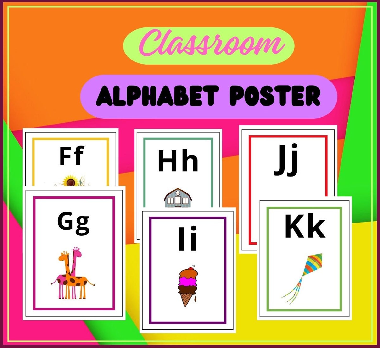 Colorful Classroom Decor Alphabet Posters abchomeschool montessori ...