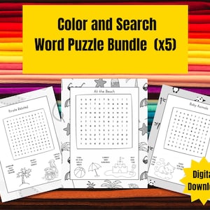 Coloring Word Search Puzzle BUNDLE - /activity/worksheet - Etsy