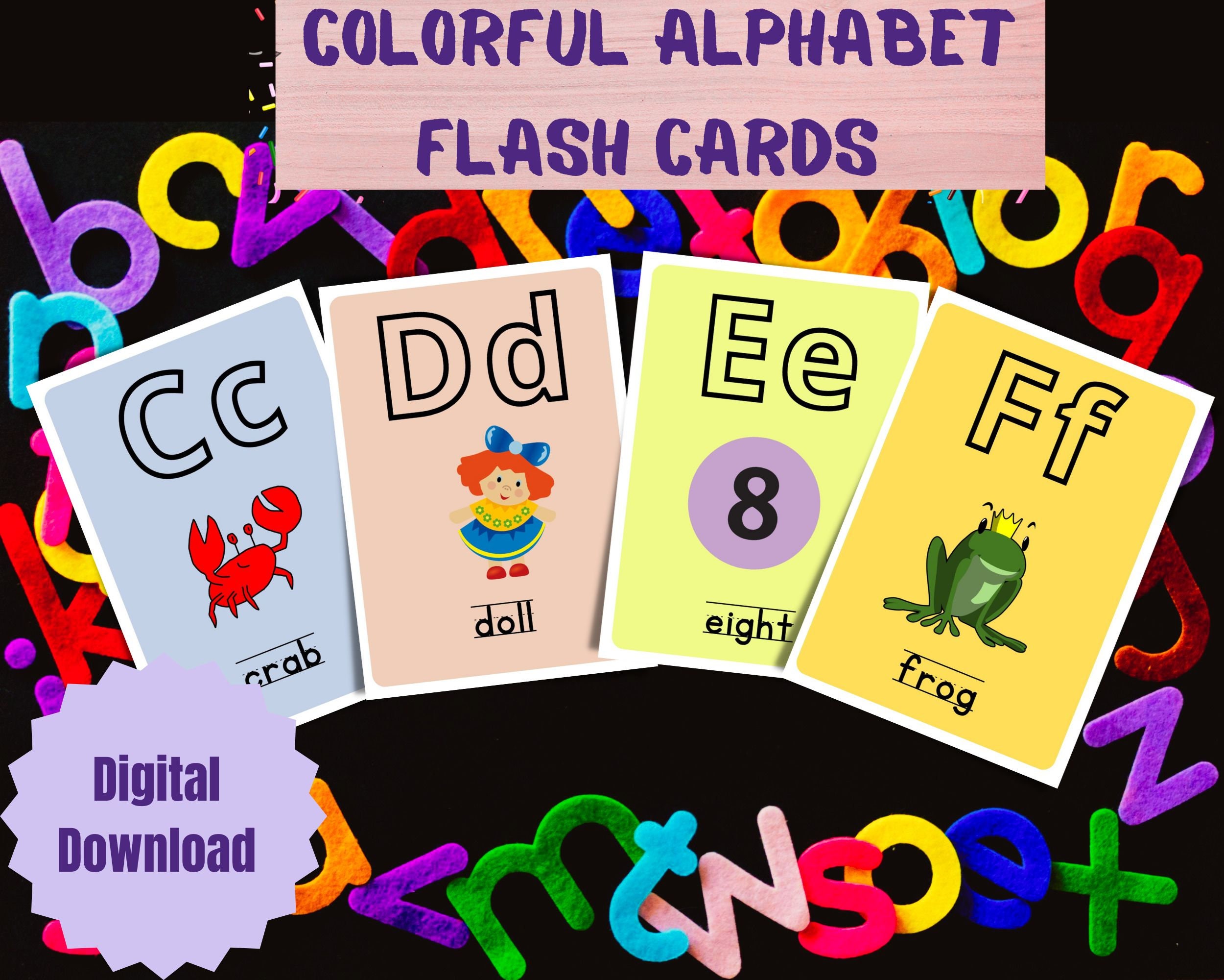 COLORFUL Printable ALPHABET Flash Cards/alphabet Posters/abc Posters ...