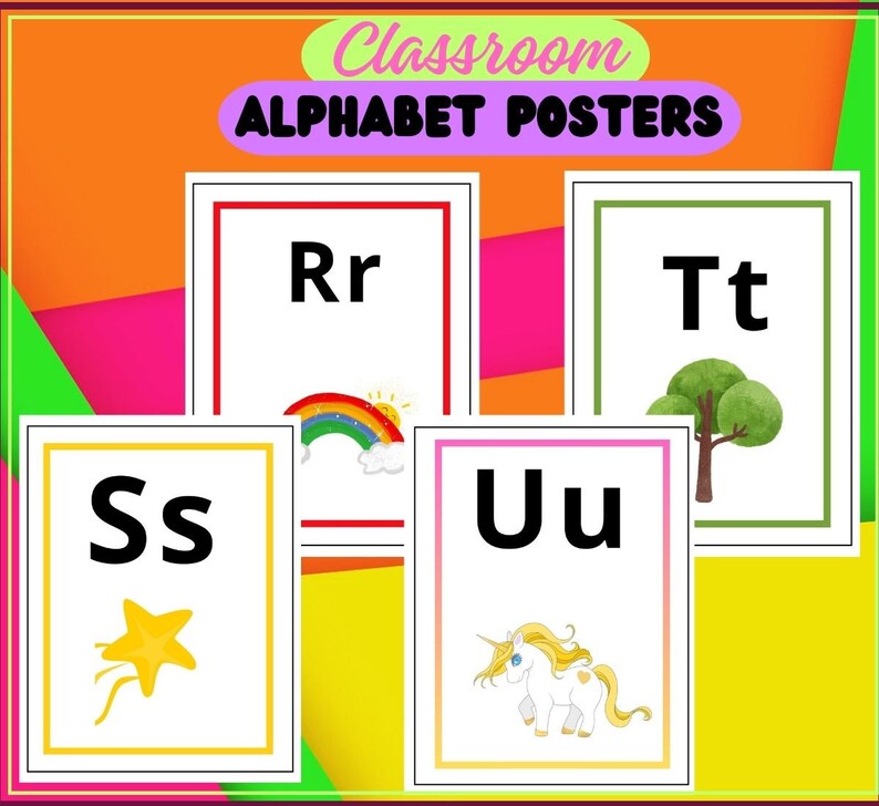 Colorful Classroom Decor Alphabet Posters abchomeschool montessori ...