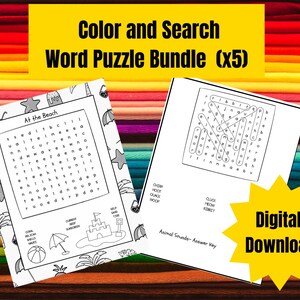 Coloring Word Search Puzzle BUNDLE - /activity/worksheet - Etsy