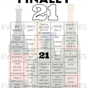 21st Birthday Bingo Digital Download 21st Birthday Bucket - Etsy