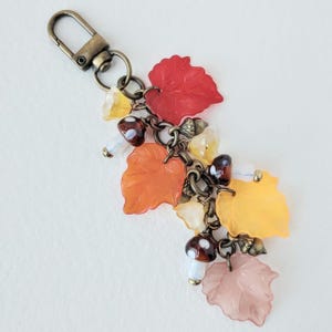 Cozy Fall Cottage Core Keychain | Autumn Leaves | Cute Mushroom | Purse ...