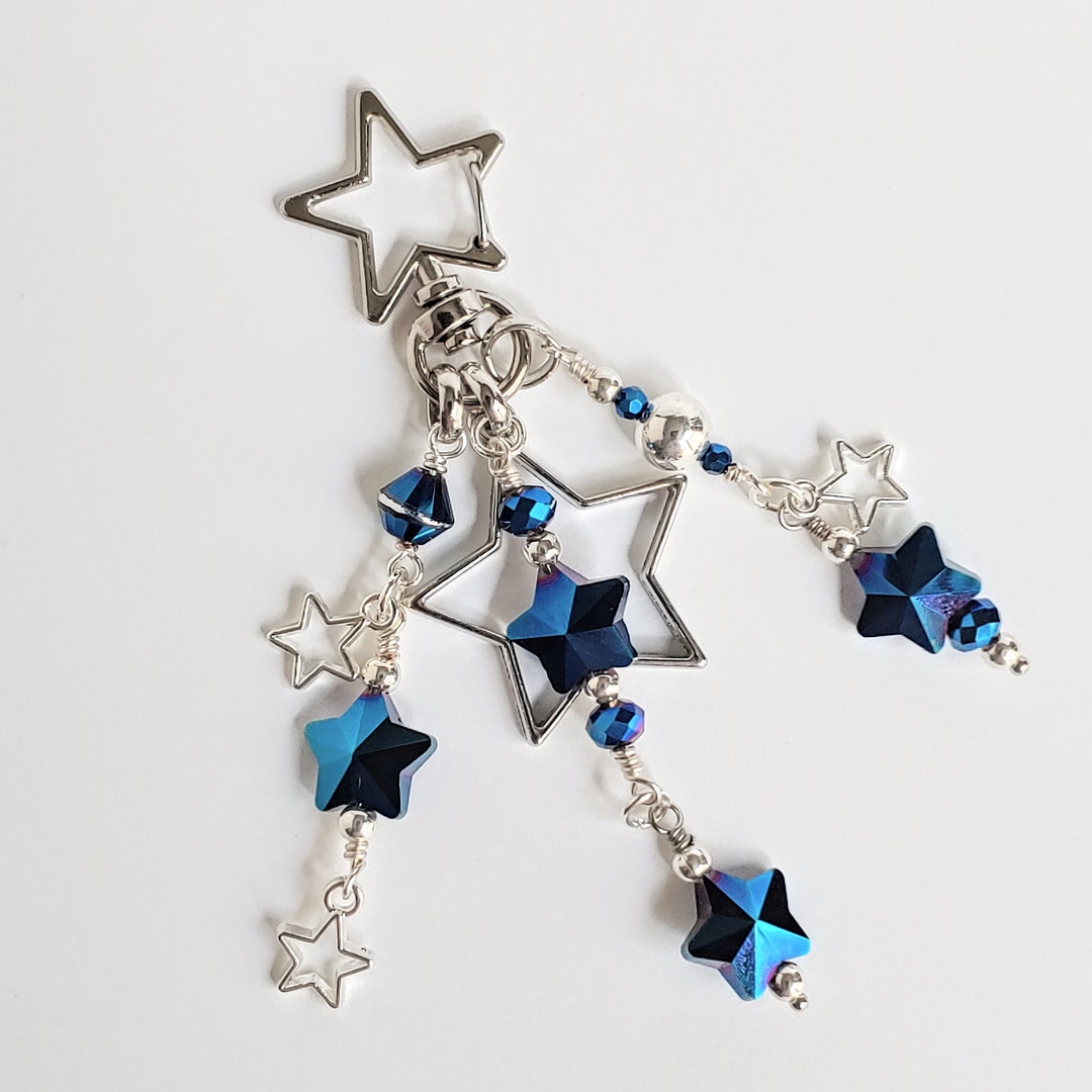 Falling Star Blue Keychain Cute Star Keychain Kawaii Accessory Purse ...