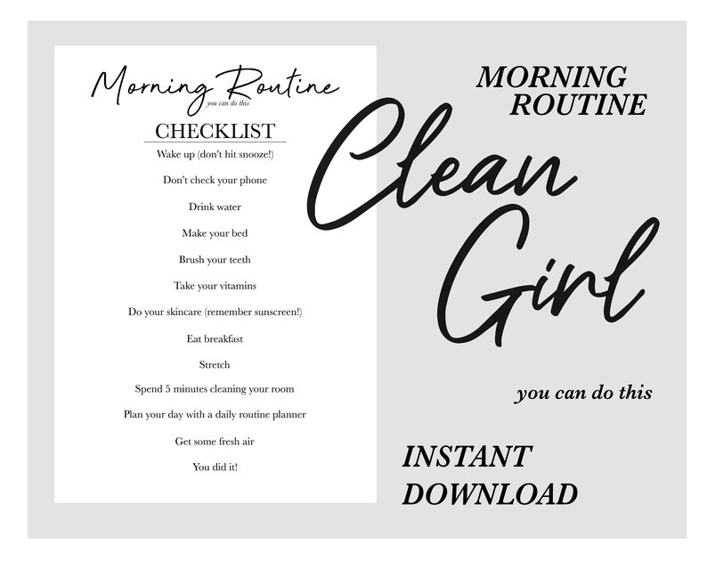 Clean Girl - Morning Routine Checklist - Etsy