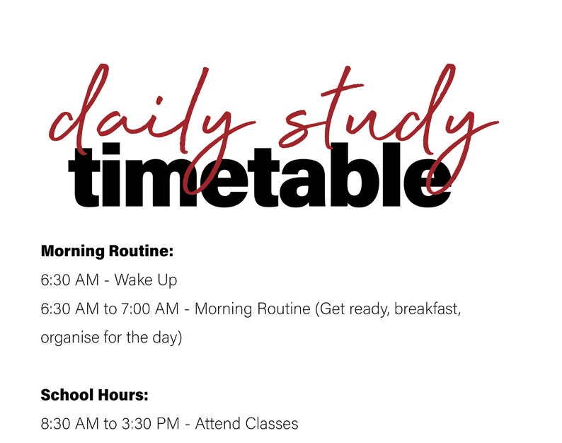 Perfect STUDY ROUTINE for Students - Etsy