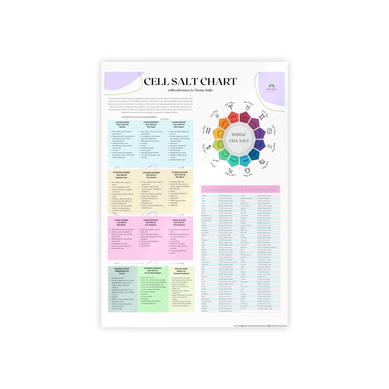 Cell Salt Chart, Tissue Salt Chart, Homeopathic Cell Salts, Holistic ...