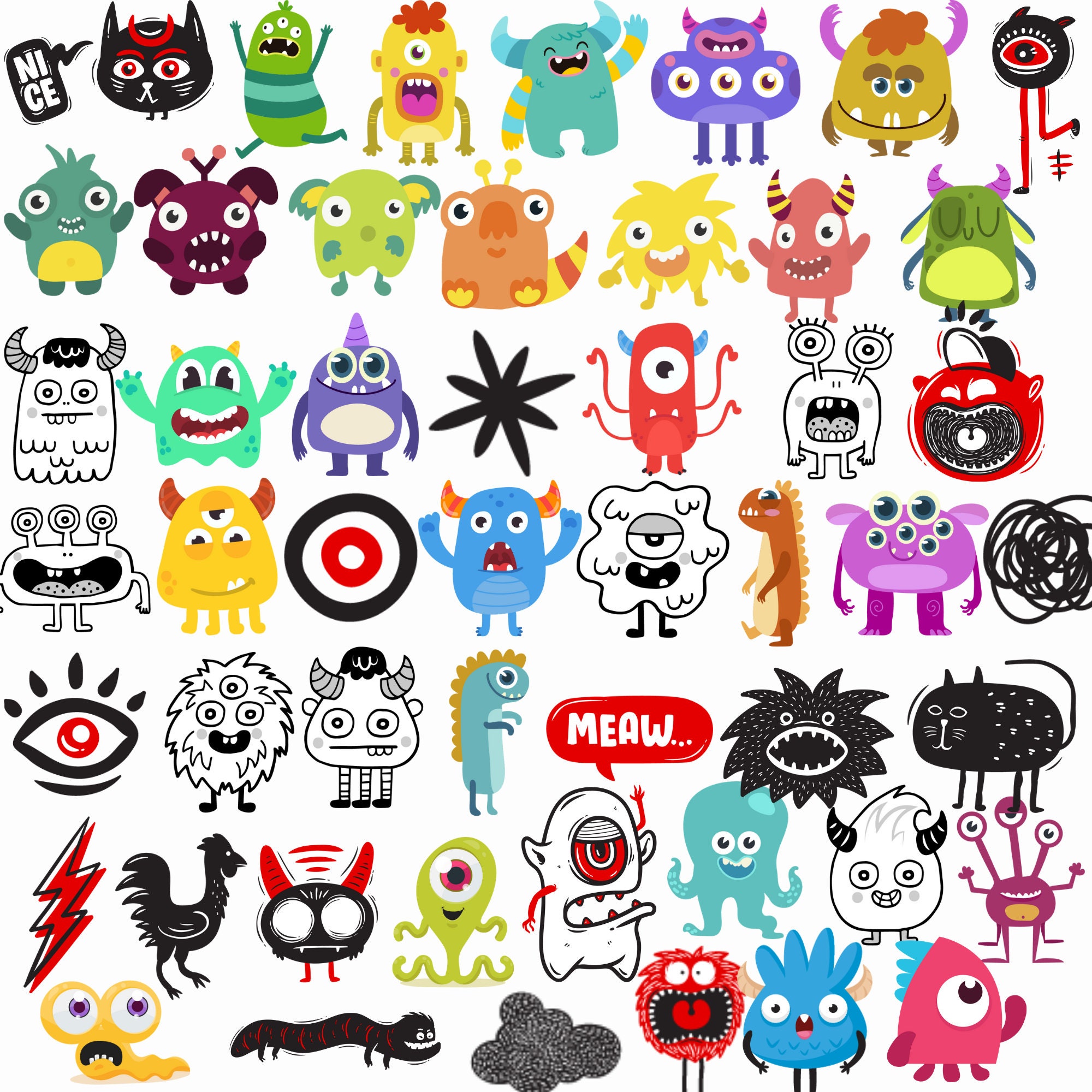 Cute Colorful Monster Svg, Funny Monsters Svg Cut Files,cute Monster ...