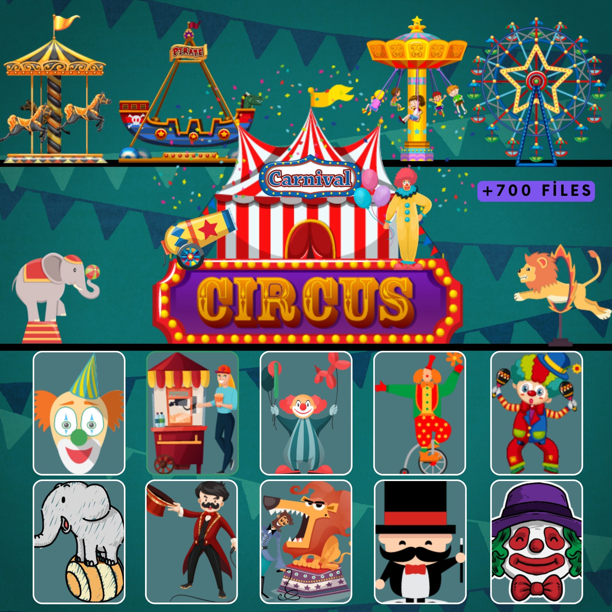 Circus Clipart, Circus Printable , Circus PNG and SVG, Carnival Clip ...