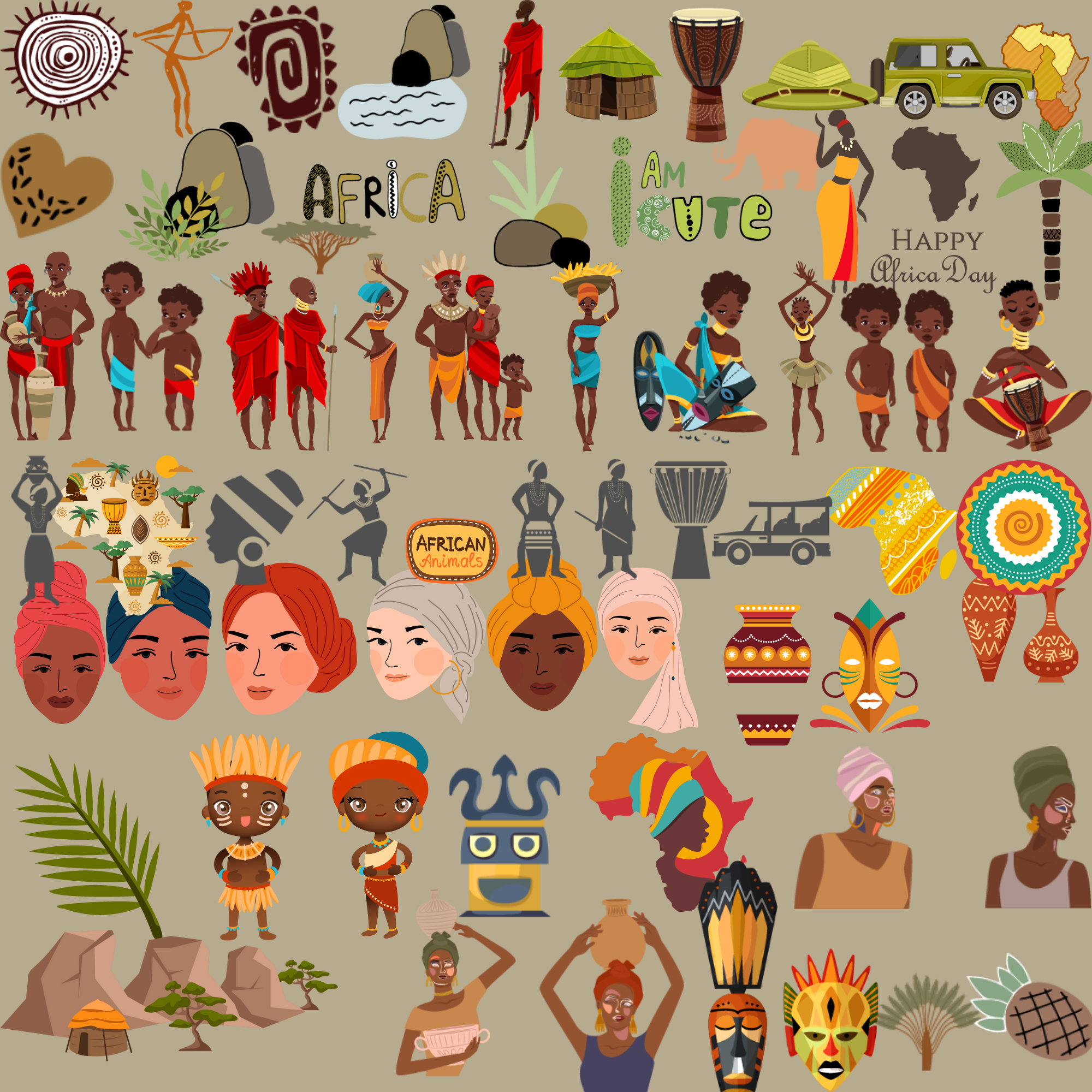 Africa Svg Bundle, Africa Symbols Svg, Africa Mask Svg, Africa Safari ...