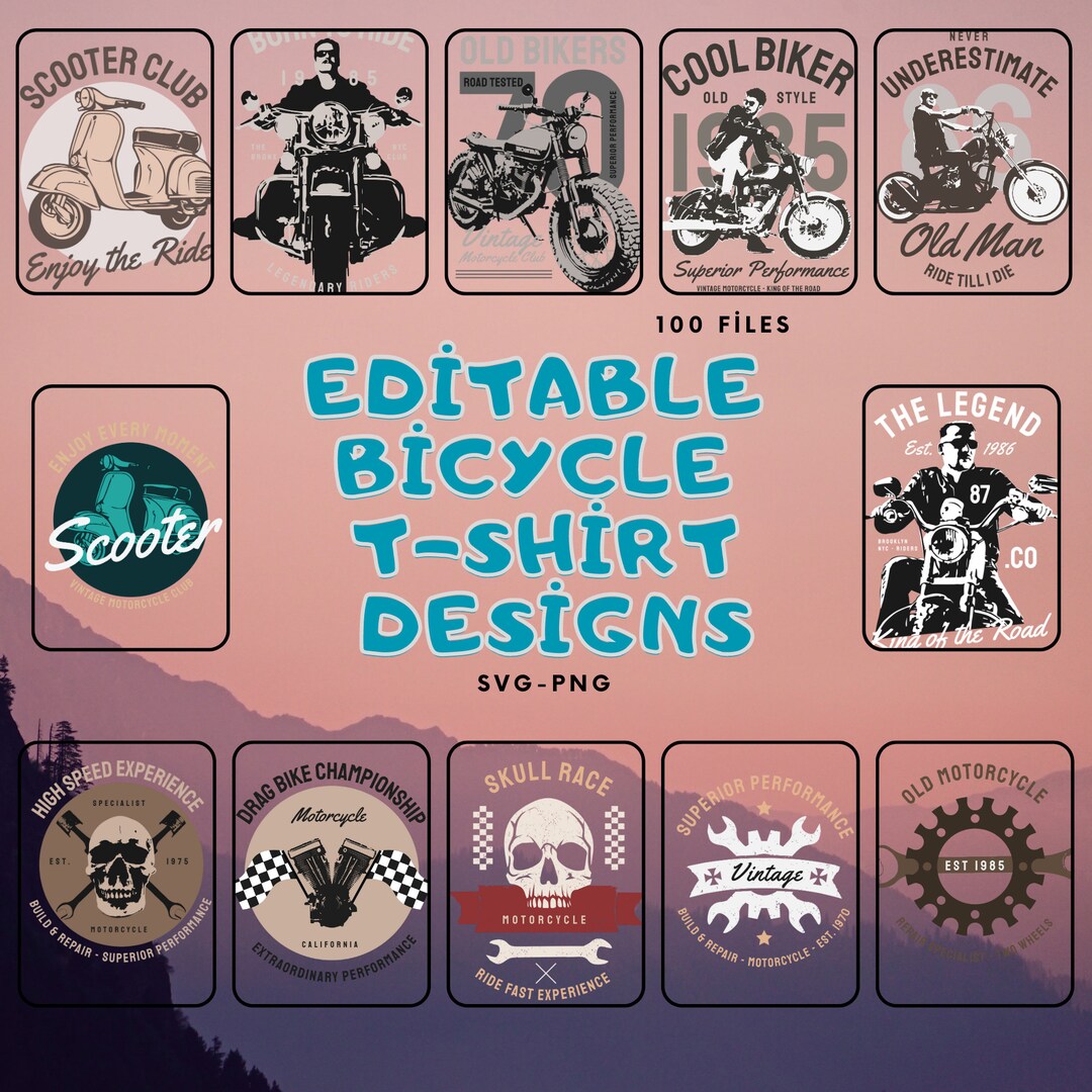 Bikers Motorcycles Bundle Printing Tshirt PNG, Motorcycle Svg, Harley ...
