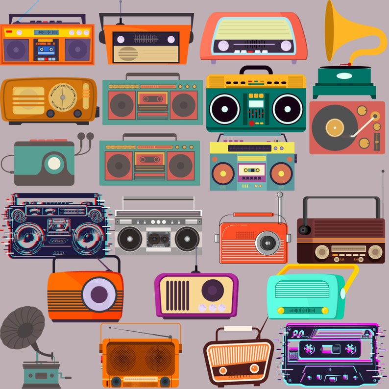 Vintage Radio Designs SVG PNG, Old School Radio SVG, Retro Old Media ...
