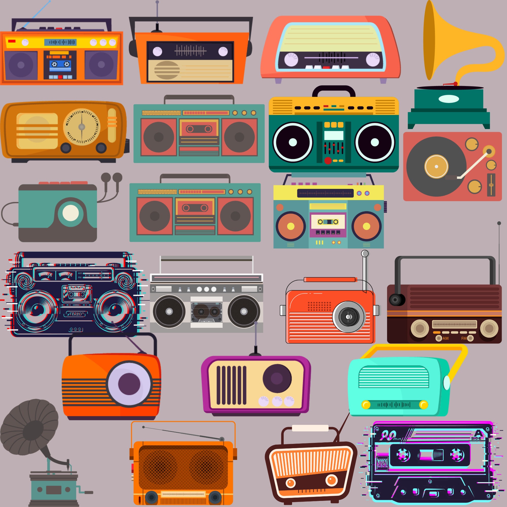 Vintage Radio Designs SVG PNG, Old School Radio SVG, Retro Old Media ...
