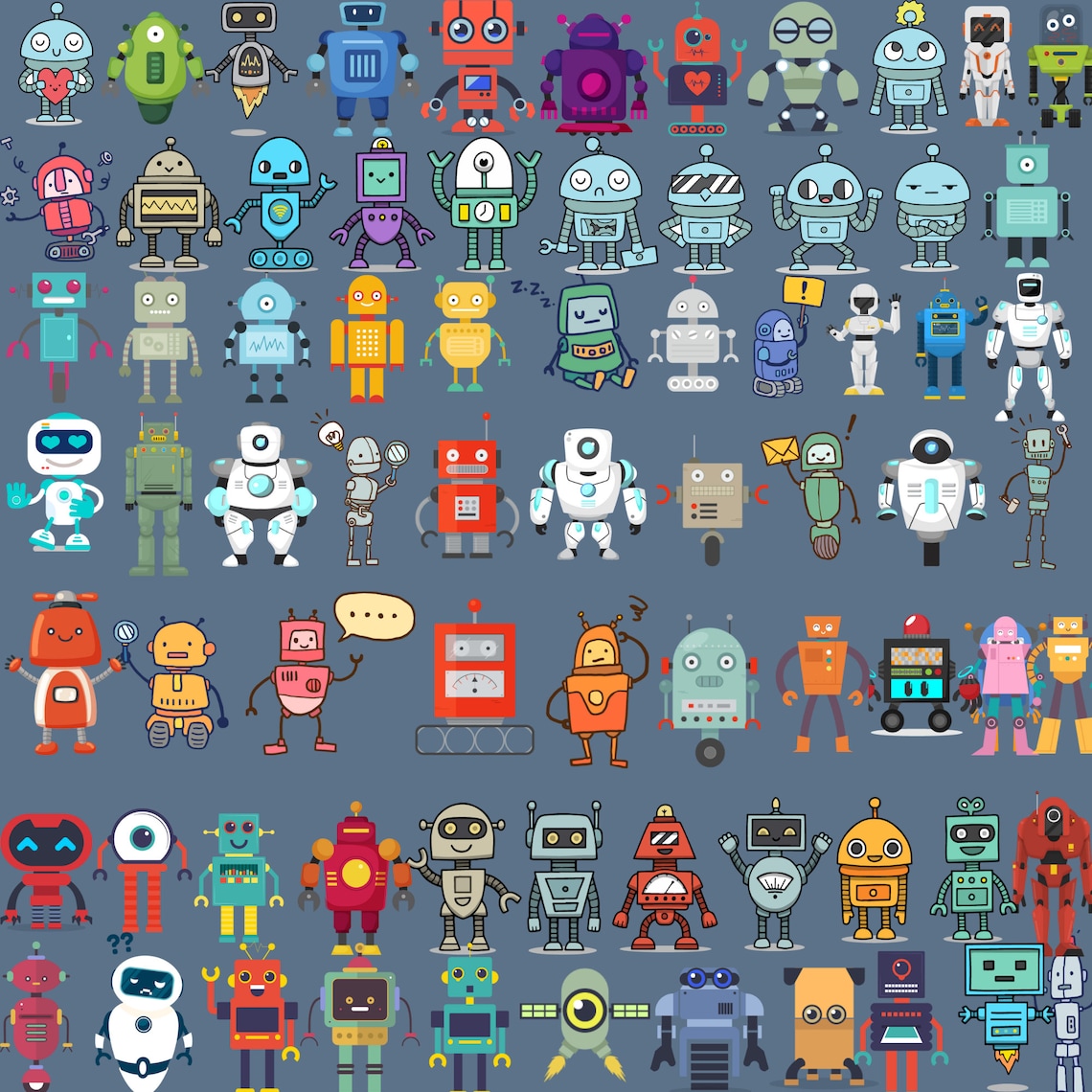 Robot SVG / Robot Clipart / Cute Robots Clip Art / Vintage Robots ...