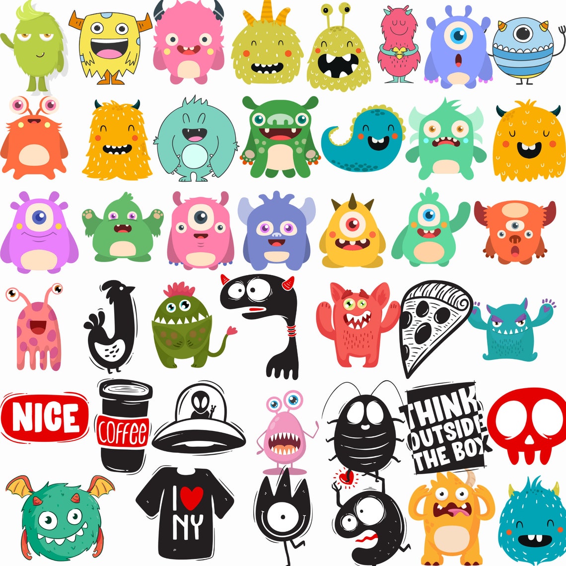 Cute Colorful Monster Svg, Funny Monsters Svg Cut Files,cute Monster ...