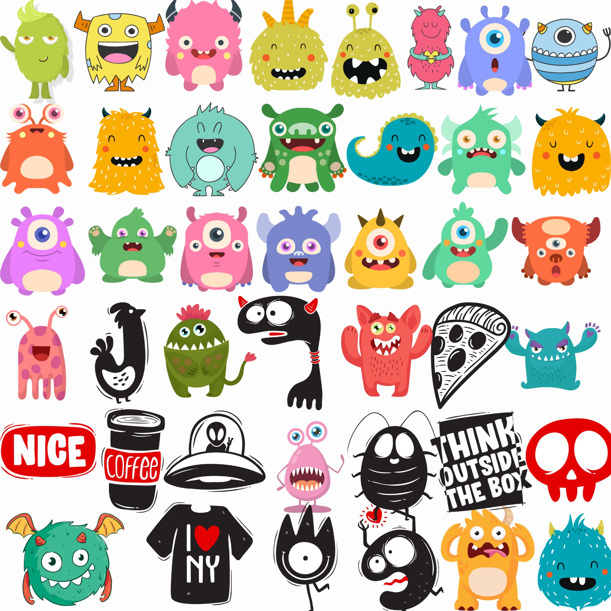 Cute Colorful Monster Svg, Funny Monsters Svg Cut Files,cute Monster ...