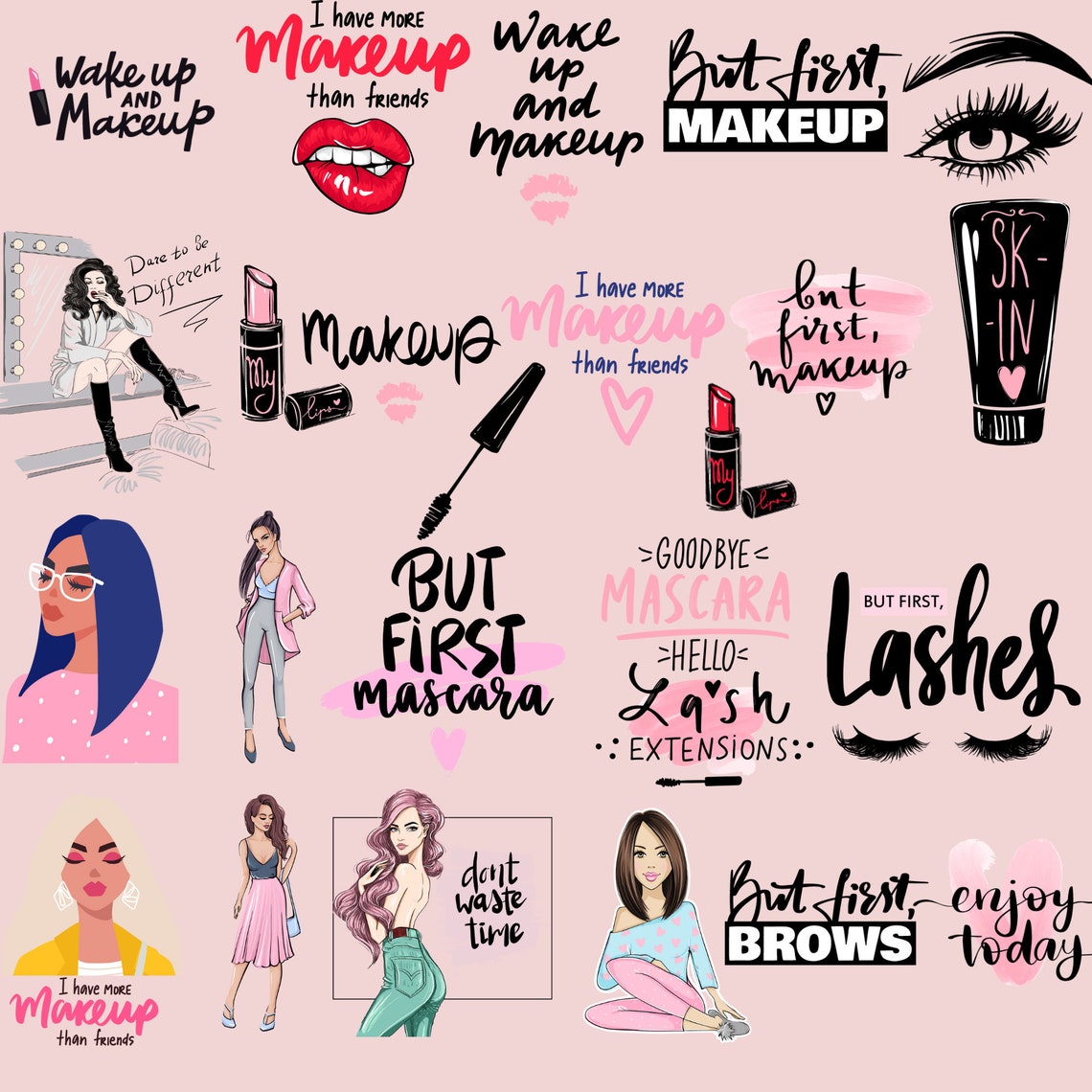 Makeup Bundle Svg, Beauty Svg, Glam Svg, Diva Svg, Glamour Svg, Makeup ...