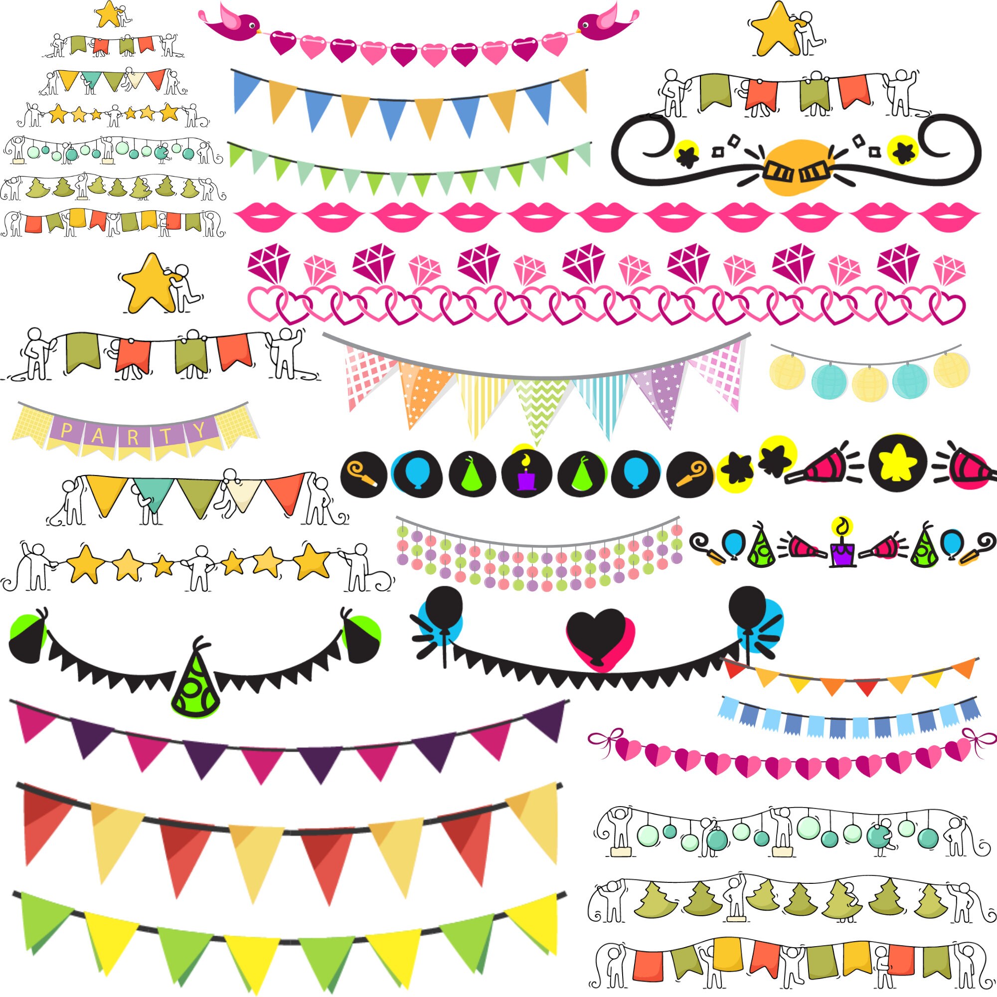 Party Bunting Svg , Flag Svg, Bunting Banner Clipart, Party Bunting ...