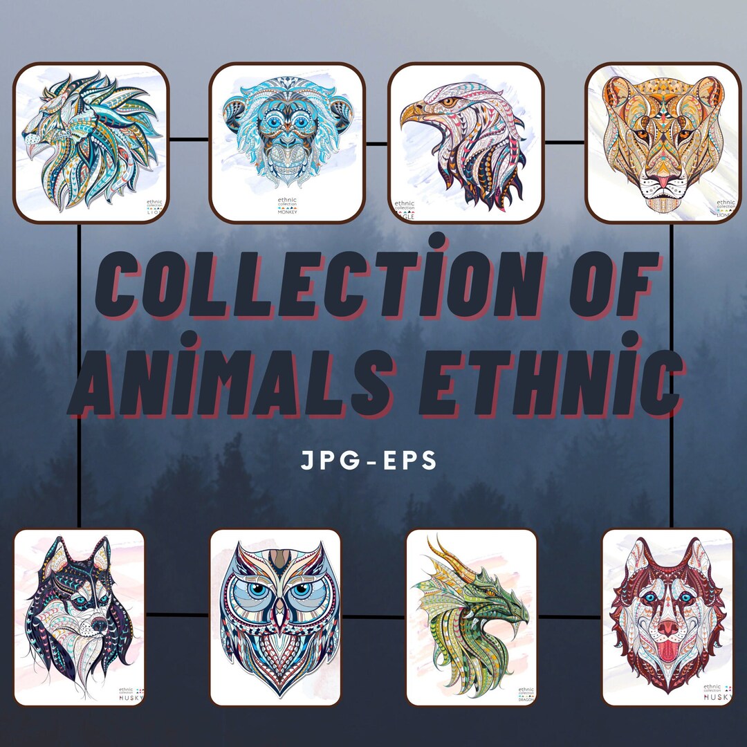 Collection of Animals Ethnic, Colorful Animal,animals Bundle SVG for ...