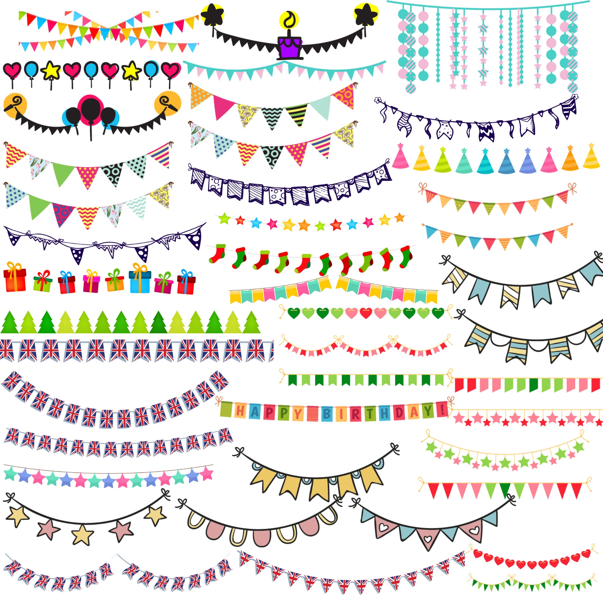 Party Bunting Svg , Flag Svg, Bunting Banner Clipart, Party Bunting ...