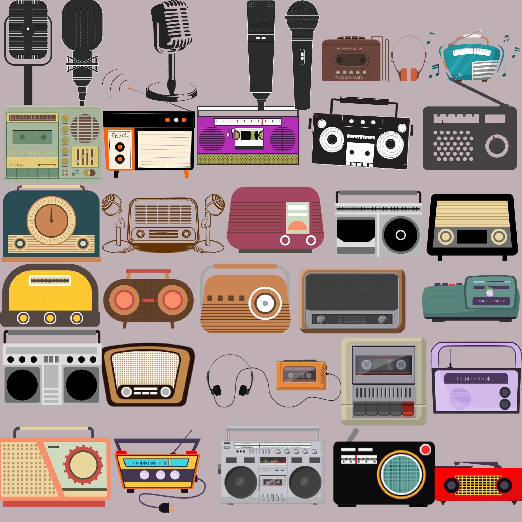 Vintage Radio Designs SVG PNG, Old School Radio SVG, Retro Old Media ...