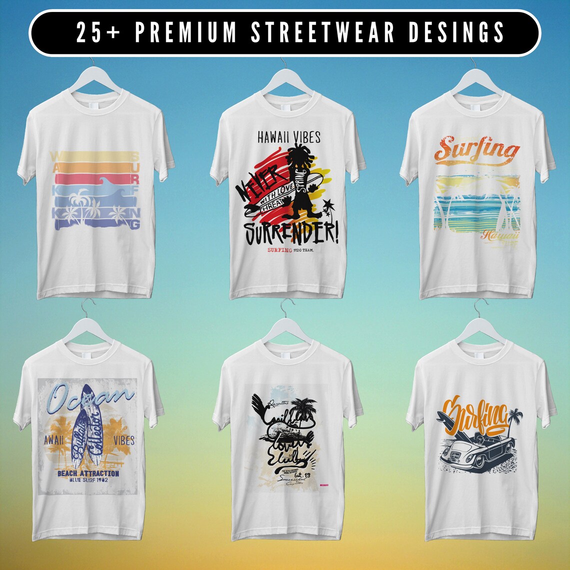 Premium Surfing T-shirt Designs, Tropical Cut File, Beach Life Clipart ...