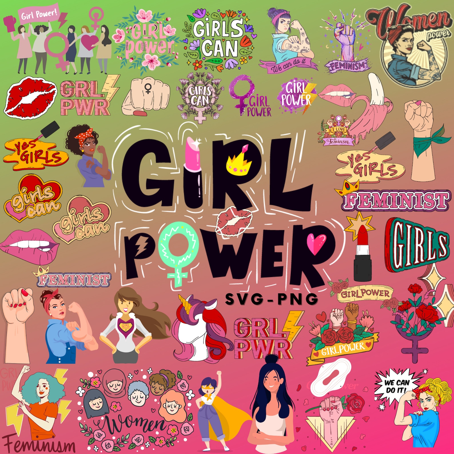 Girl Power SVG, Girl Power Clipart, Girl Clipart, Feminist Clipart ...