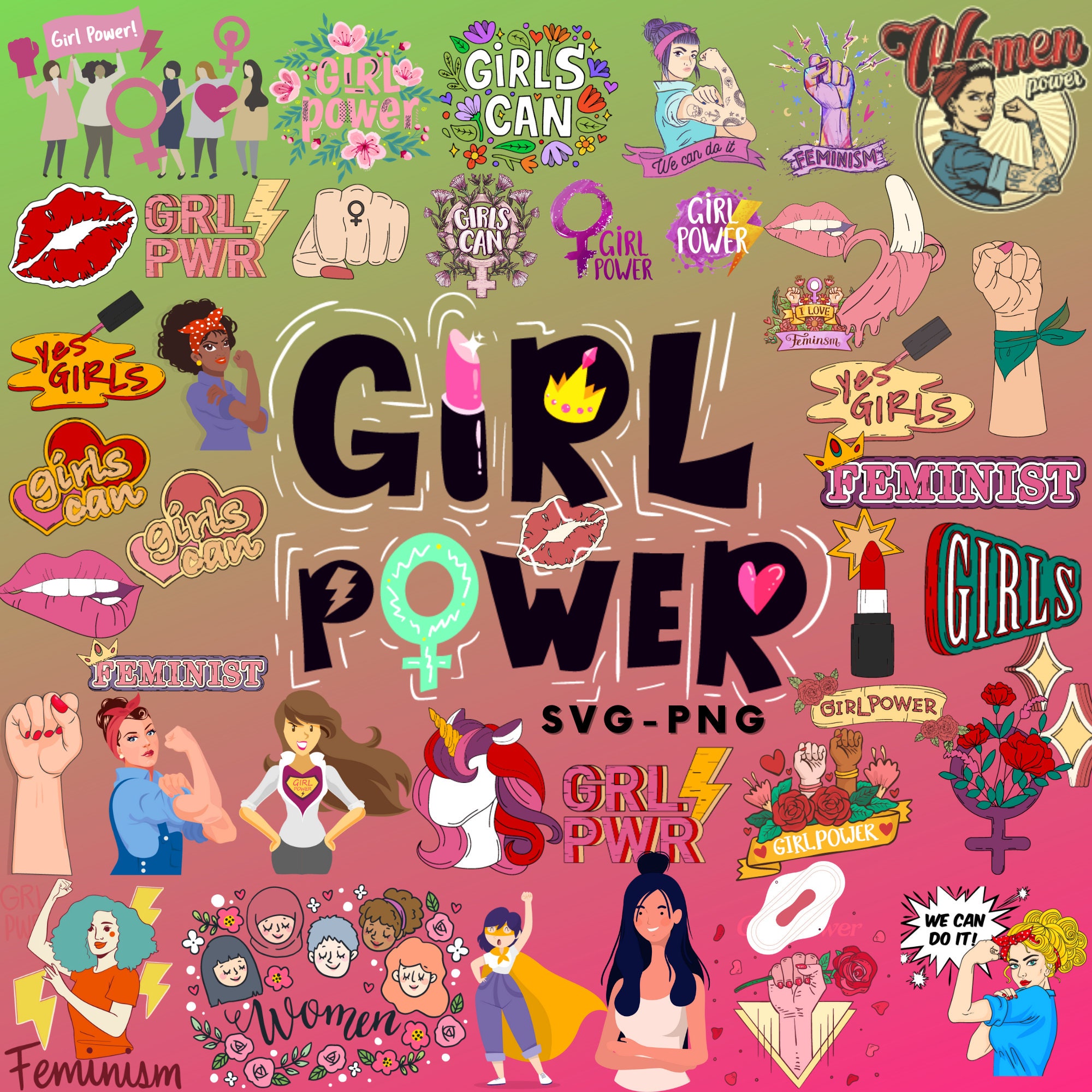 Girl Power SVG, Girl Power Clipart, Girl Clipart, Feminist Clipart ...