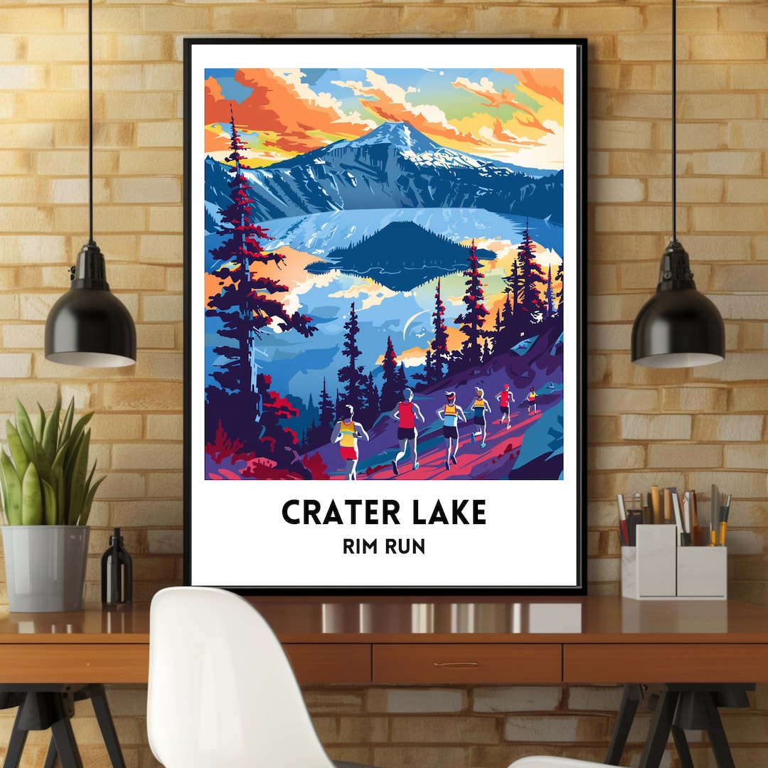 Crater Lake Rim Run Poster | Crater Lake Run Gift | Crater Lake Rim Run ...