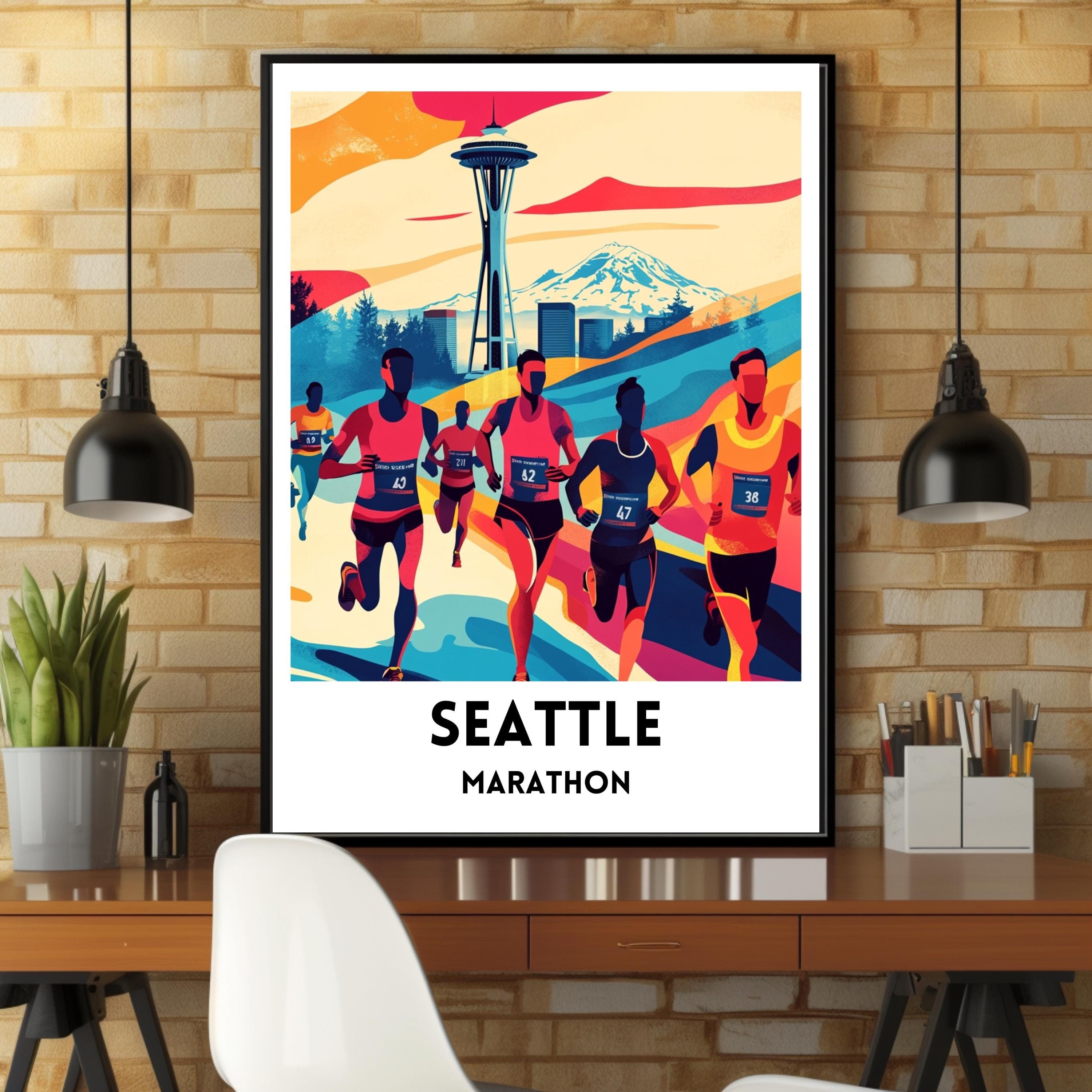 Seattle Marathon Poster | Seattle Marathon Gift | Seattle Marathon ...