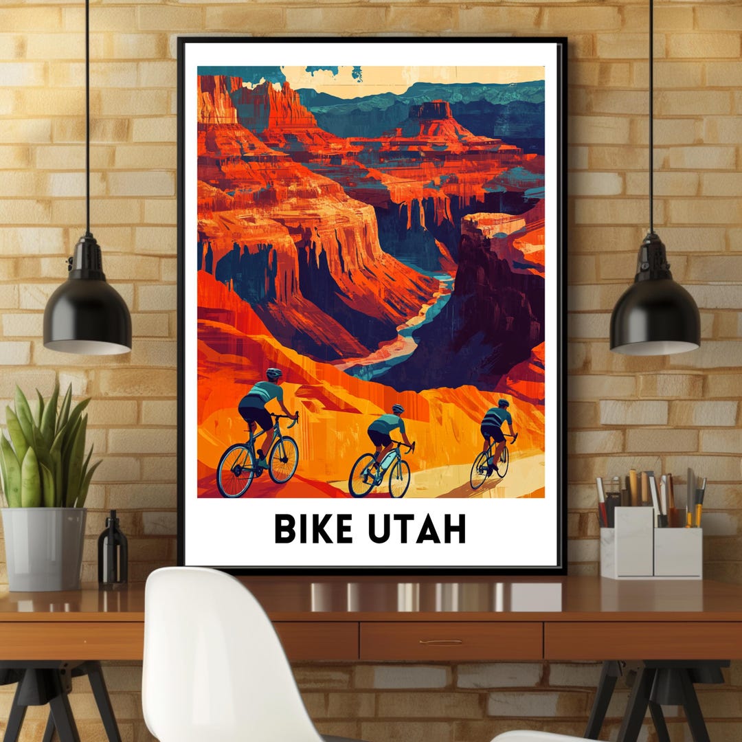 Bike Utah Poster | Bike Utah Gift | Bike Utah | Utah Cyclist Gift ...