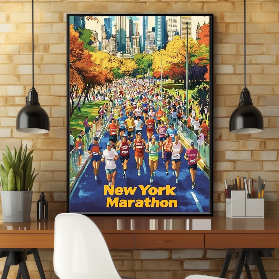 Vintage New York City Marathon Poster | New York City Marathon Gift ...