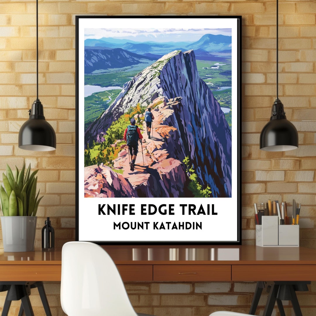 Knife Edge Trail Poster | Katahdin Gift | Katahdin Poster | Knife Edge ...