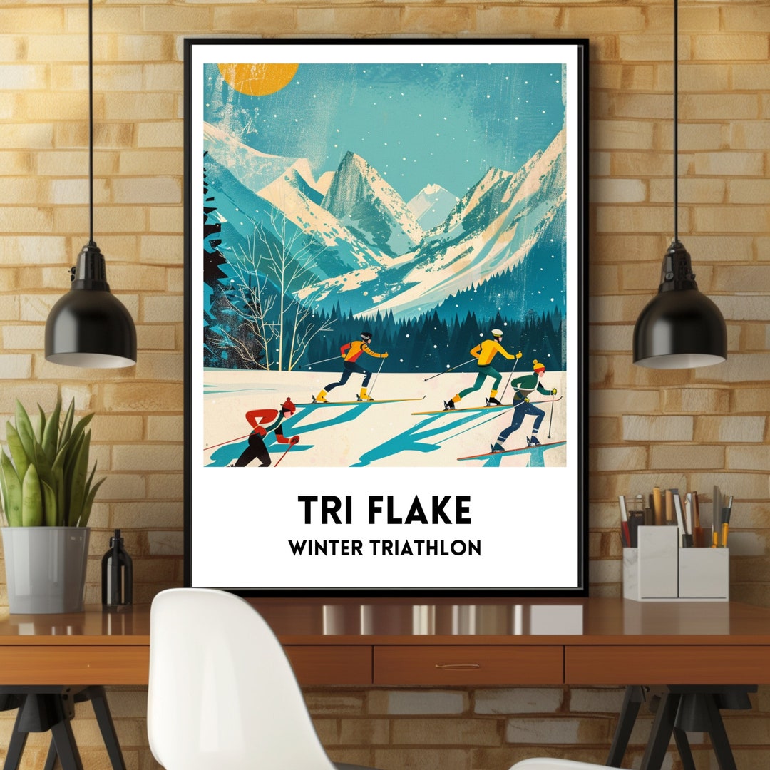 Tri Flake Winter Triathlon Poster | Tri Flake Gift | Winter Triathlon ...