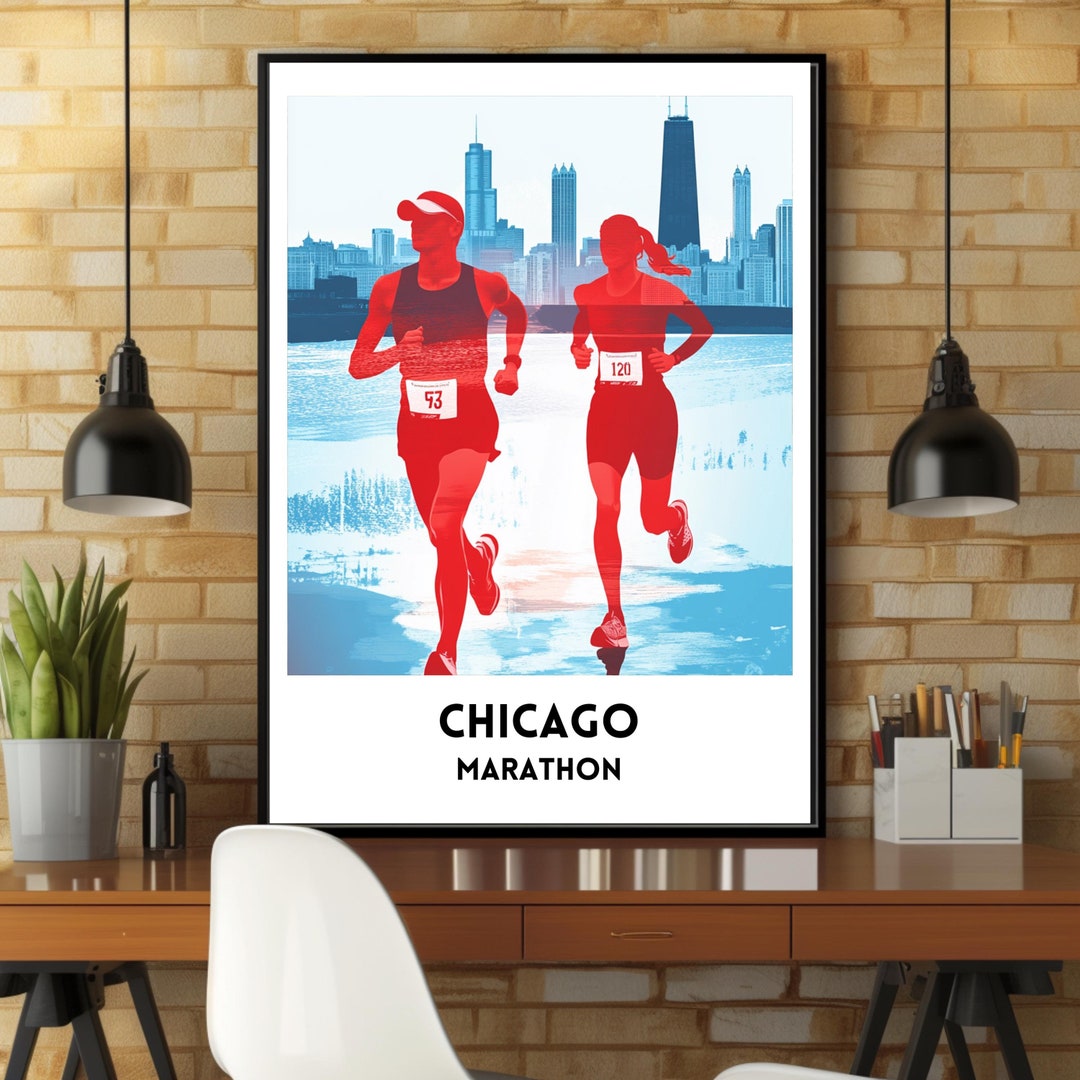 Chicago Marathon Poster | Chicago Marathon Gift | Chicago Marathon ...