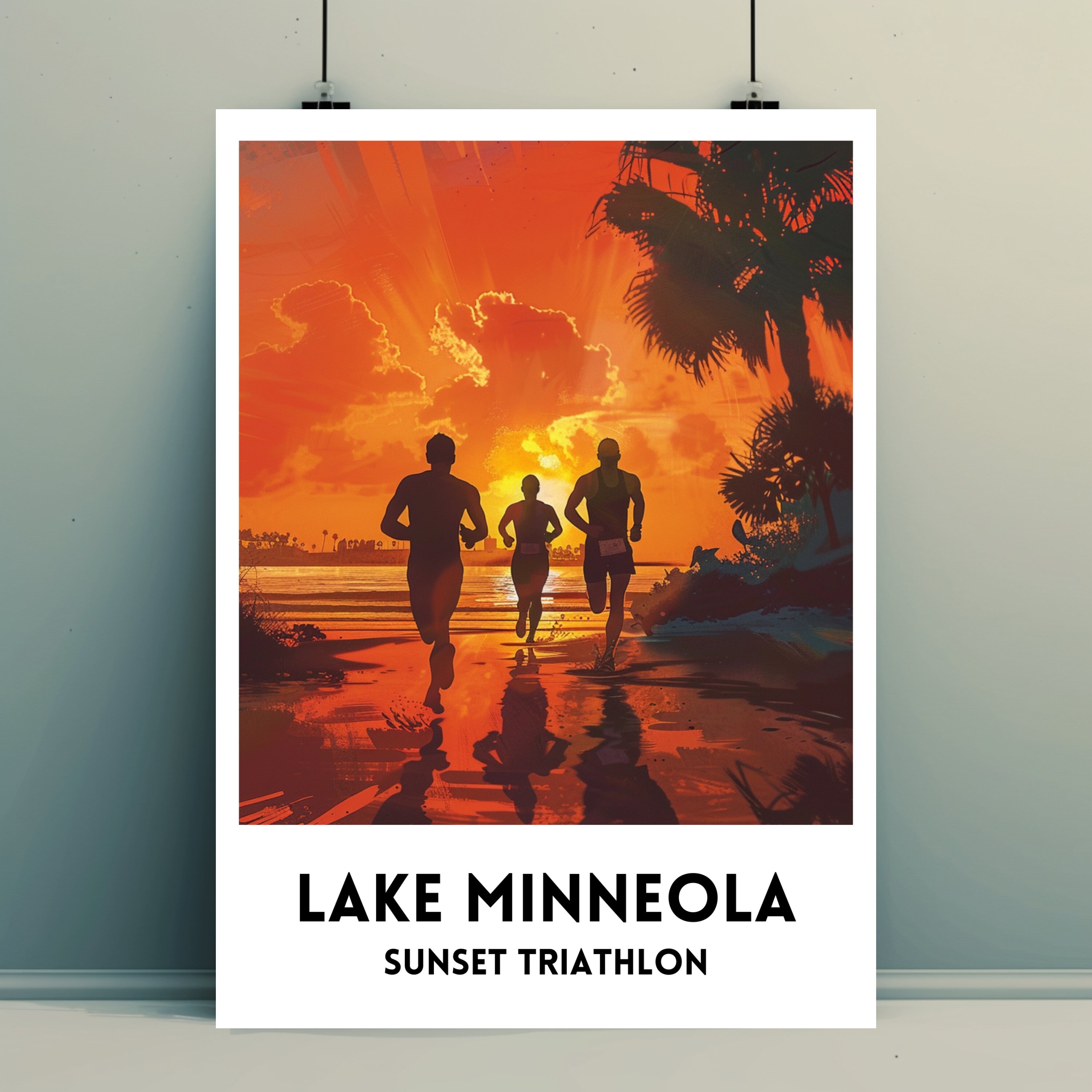 Lake Minneola Sunset Triathlon Poster | Sunset Triathlon Gift ...