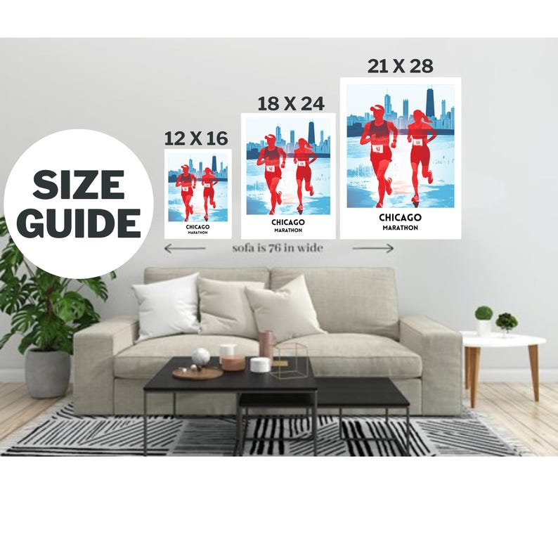 Chicago Marathon Poster | Chicago Marathon Gift | Chicago Marathon ...