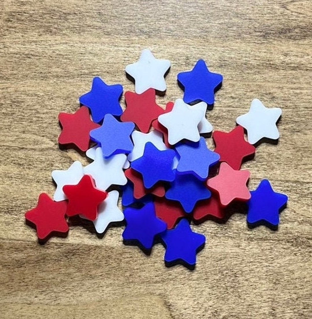 Patriotic Themed Acrylic Confetti, Star Confetti, Table Scatter, Red ...