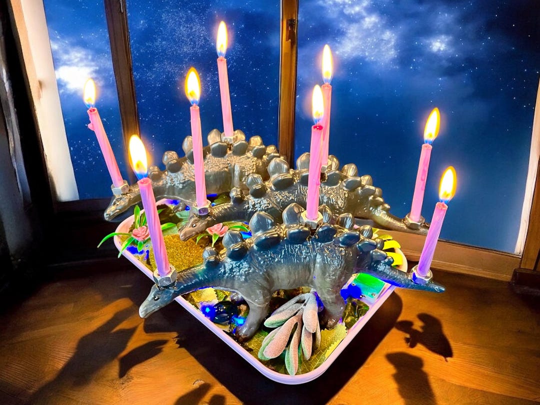 Dinosaura-menorah Blue Dinos/blue Lights - Etsy
