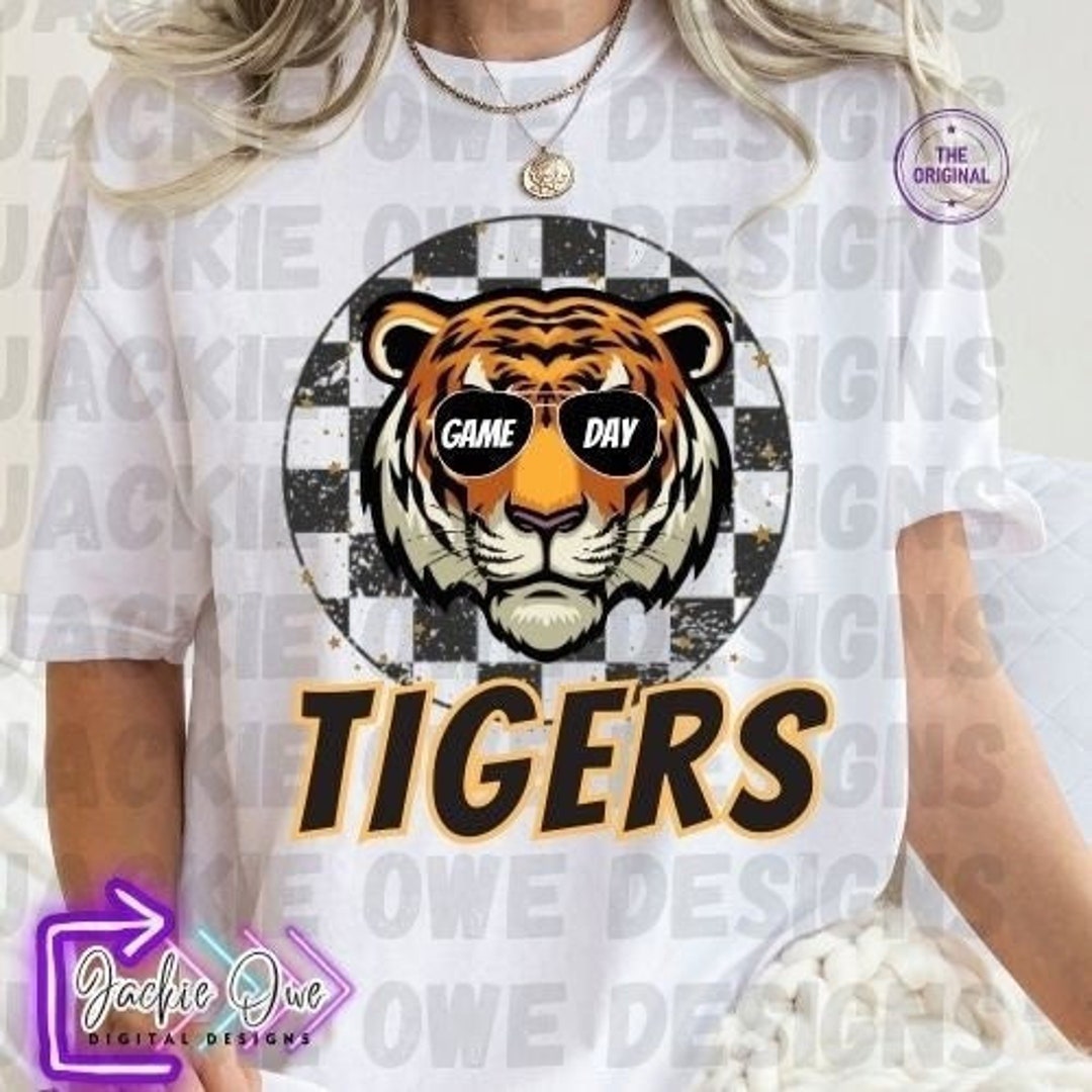 Tigers Png, Preppy Mascot, Tigers Png, Tigers Game Day, Checkered Tigers Png, Retro Tigers Png ...