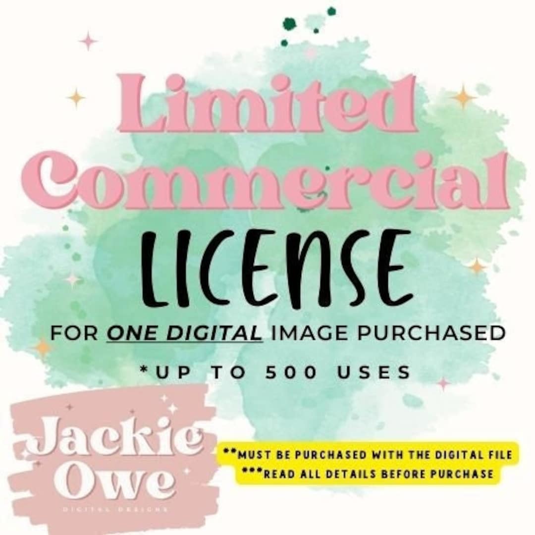 LIMITED COMMERCIAL LICENSE for 1 Single Png Design- Not to Be Used for ...