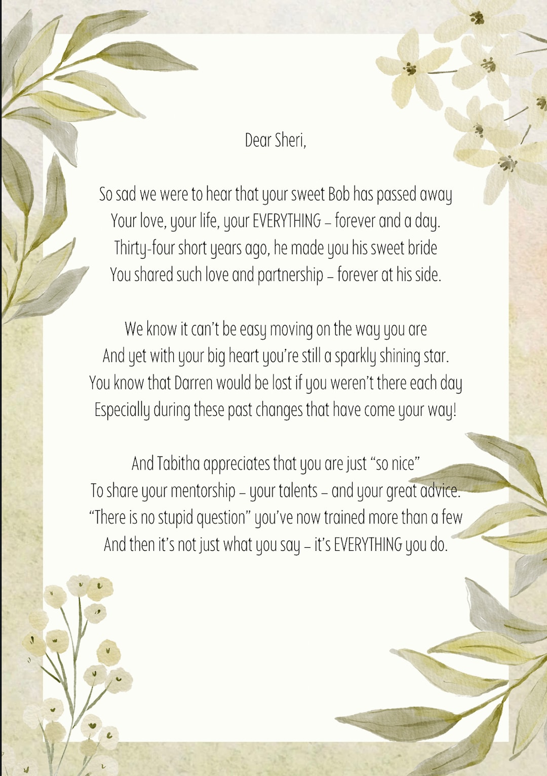 Personalized Poem for the Loss of a Loved One - Etsy