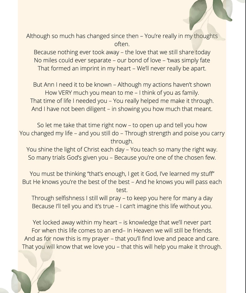 Personalized Poem to Honor Loved One Passed - Etsy