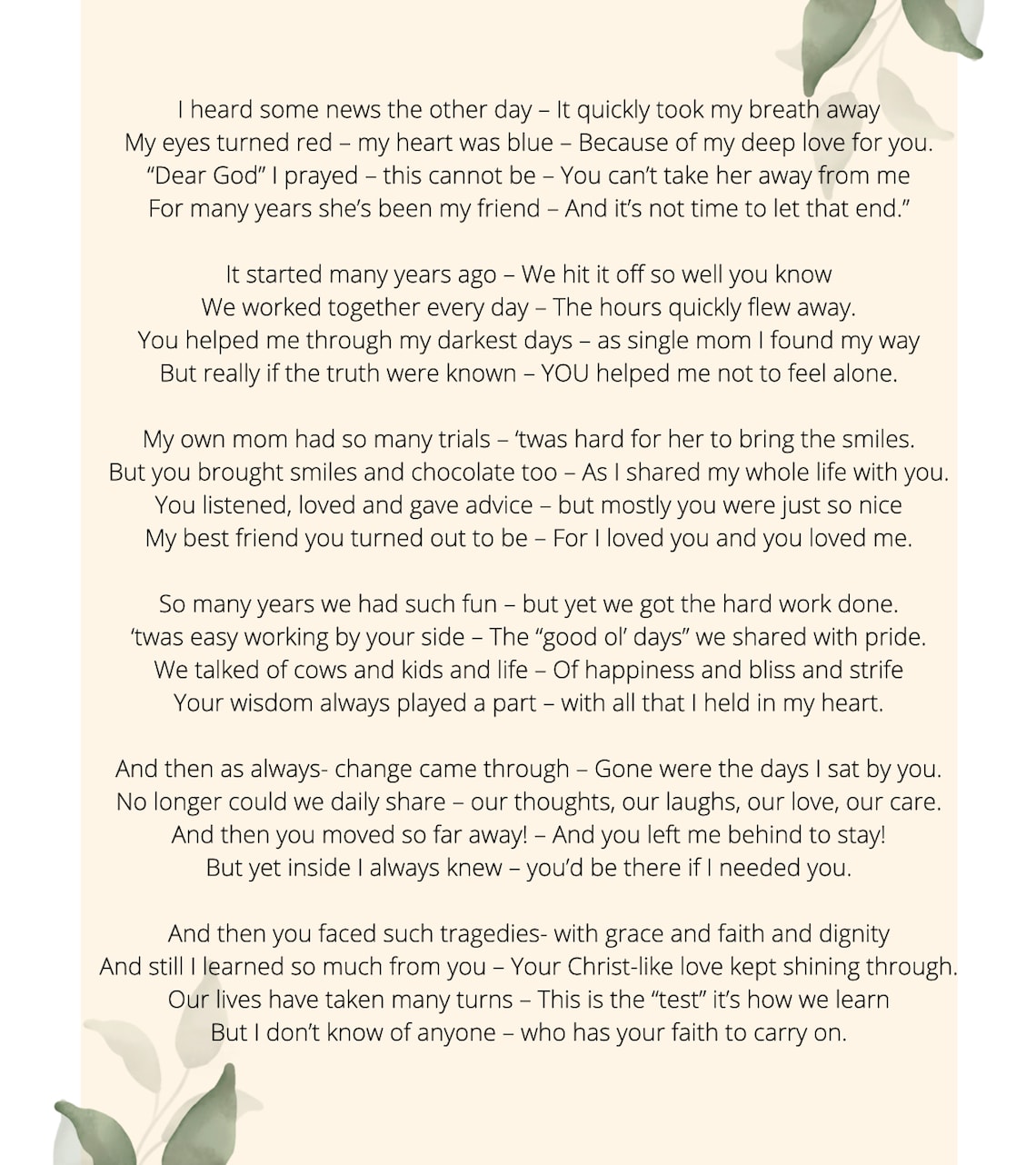 Personalized Poem to Honor Loved One Passed - Etsy