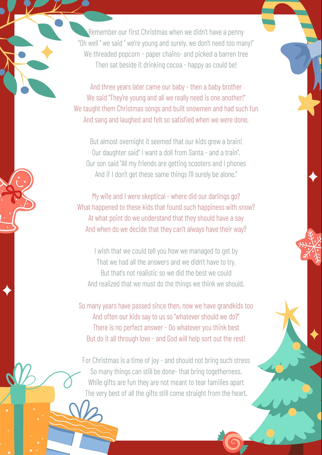 Persoonalized Holiday Poem - Etsy