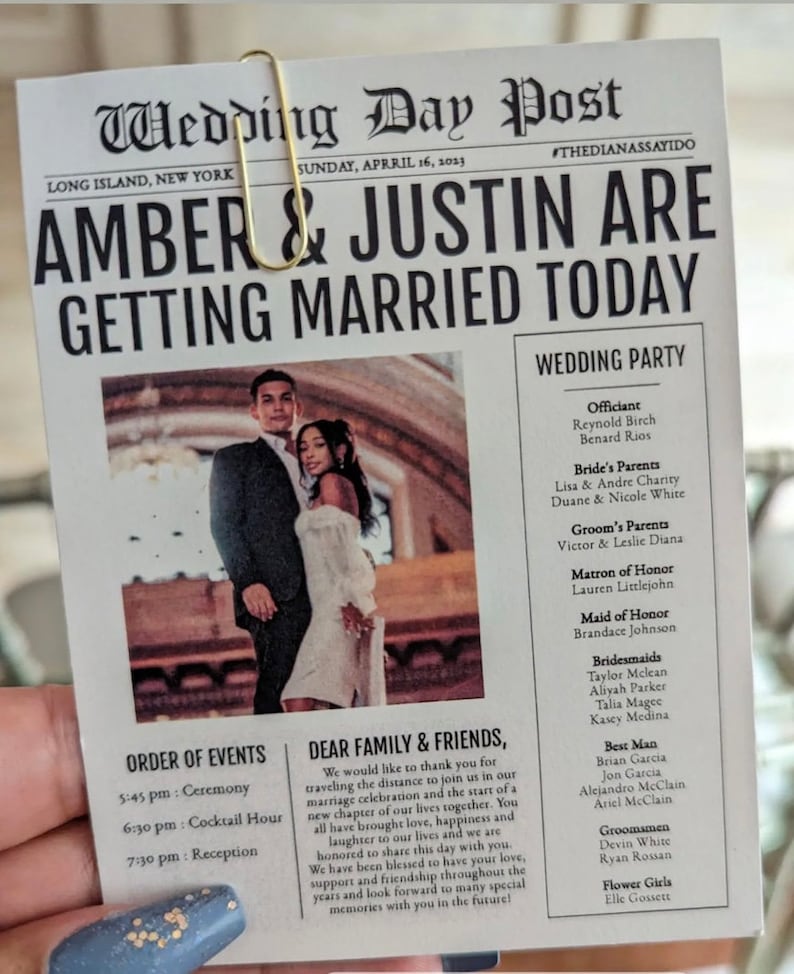 50 Count - Customizable Wedding Newsletter Print-out - Etsy