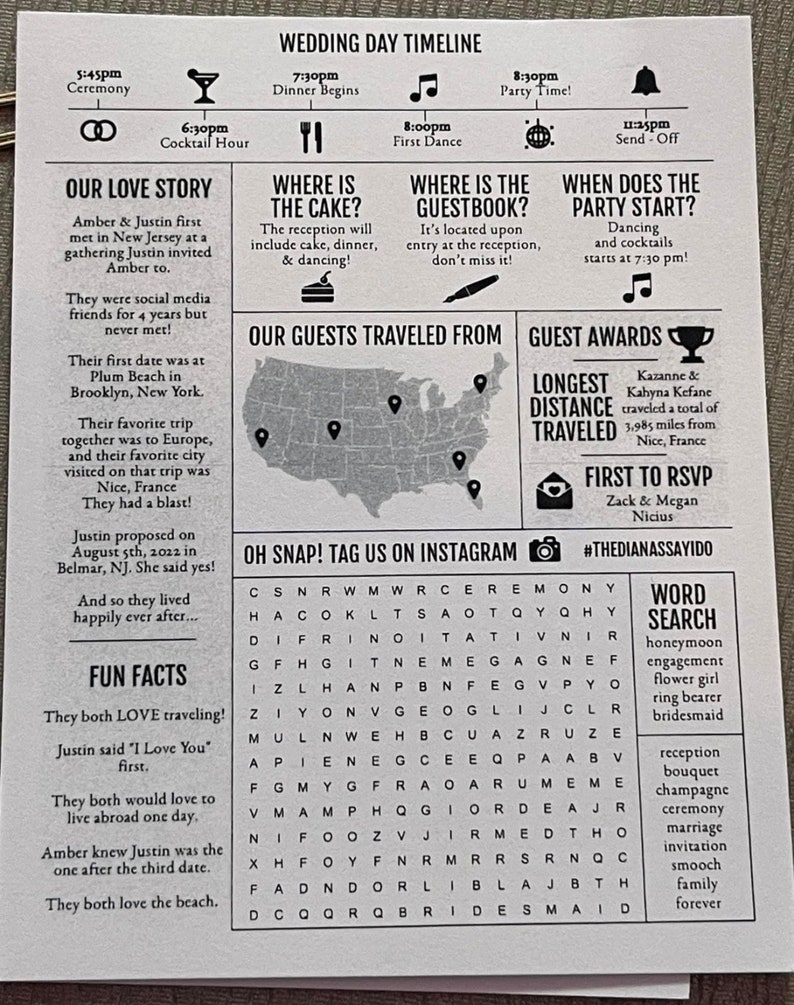 50 Count - Customizable Wedding Newsletter Print-out - Etsy