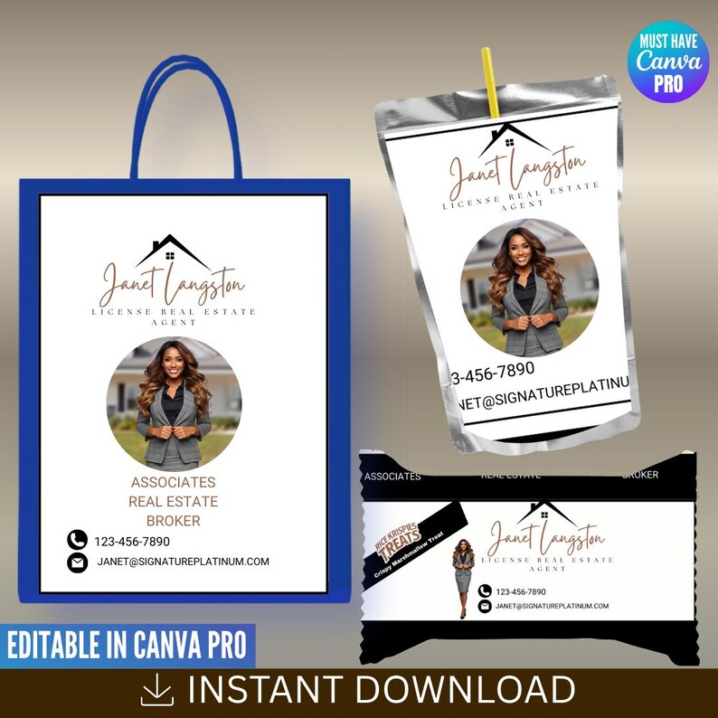 Realtor Party Favor Template Bundle: Canva Editable Design (digital ...