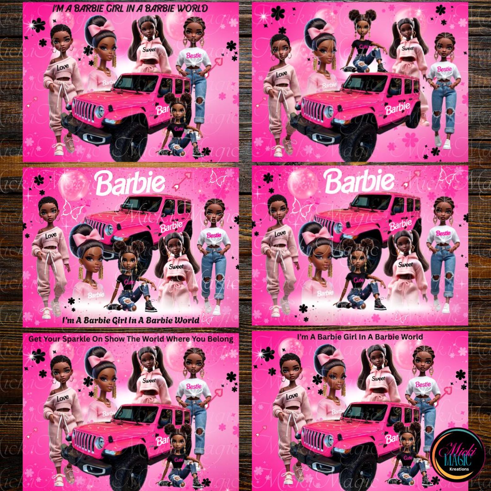 Black Barbi PNG, Barbee Tray Table Printable Design, the Barbs Digital ...