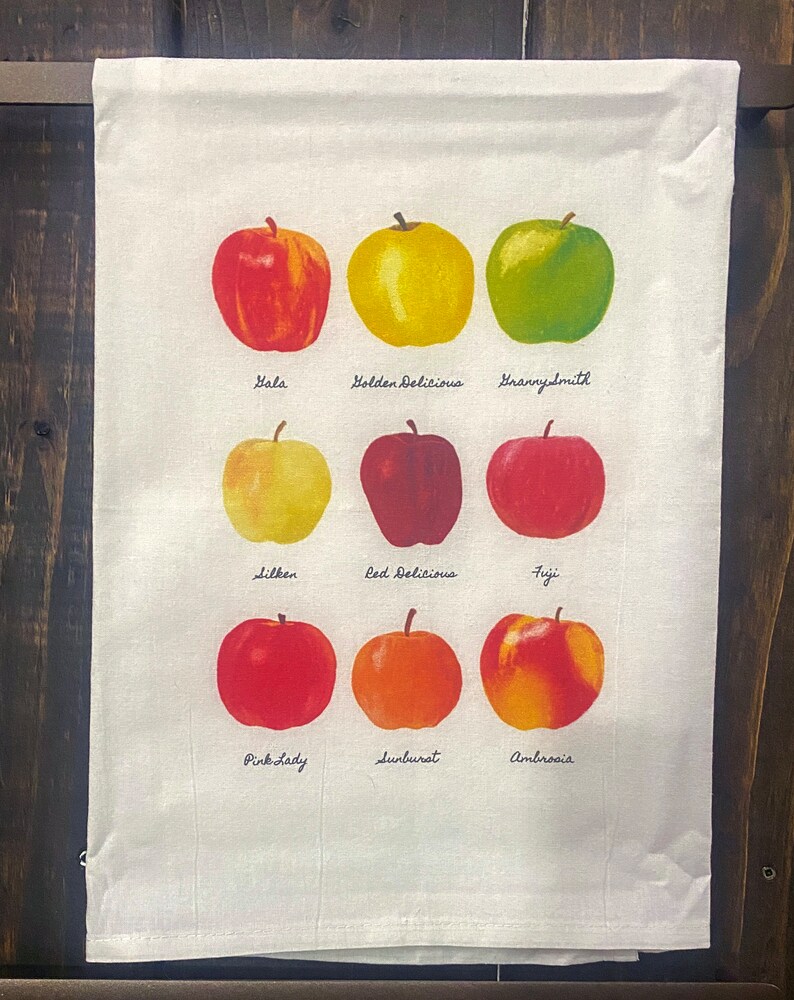 Apple Variety Tea Towel Apple Variety Kitchen Towel Housewarming Gift ...